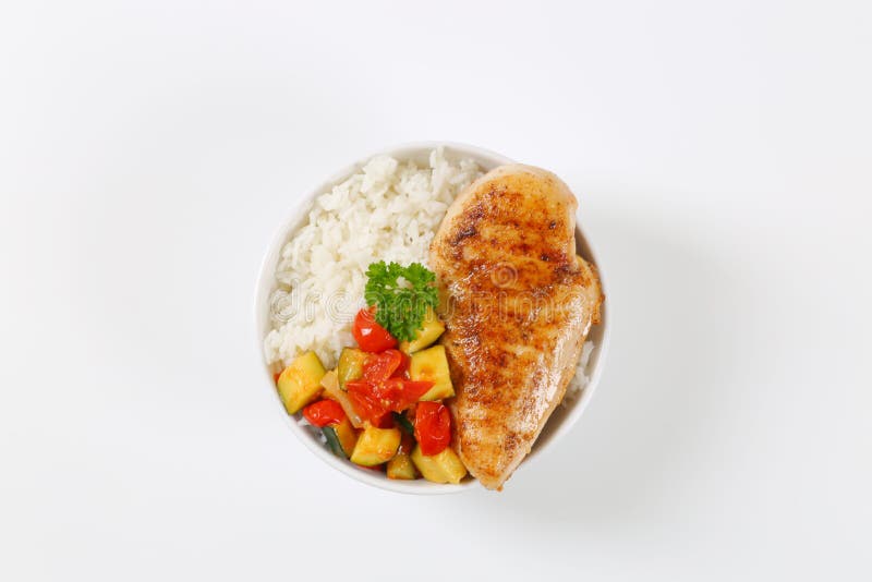 Turkey Breast with Rice and Vegetables Stock Photo - Image of dish ...