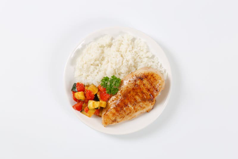 Turkey Breast with Rice and Vegetables Stock Image - Image of rice ...