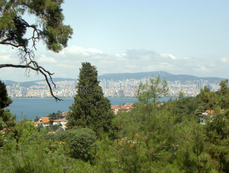 Turkey, Buyukada Island, View of Istanbul from the Island Stock Image ...
