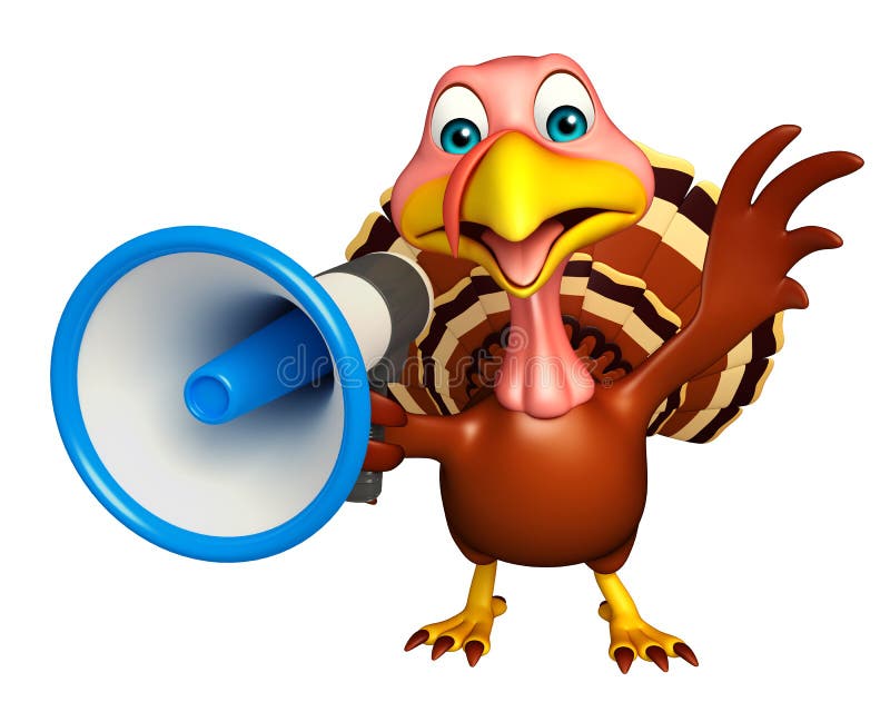 Turkey Cartoon Character with Loud Speaker Stock Illustration ...
