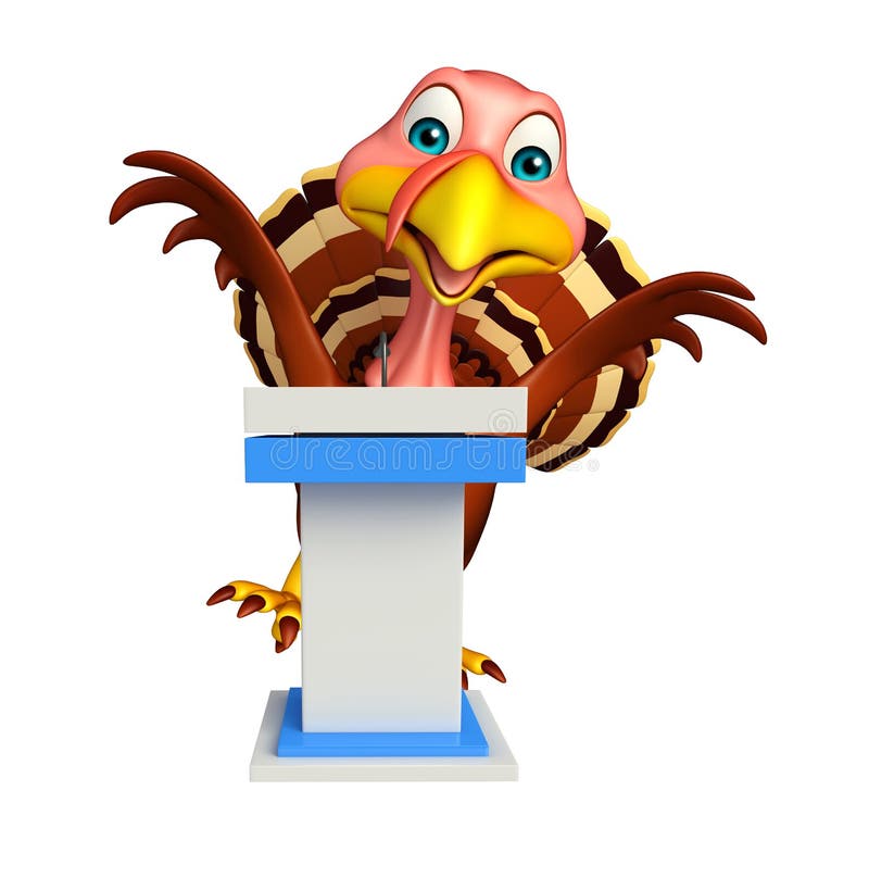 Turkey Cartoon Character with Speech Stage Stock Illustration ...