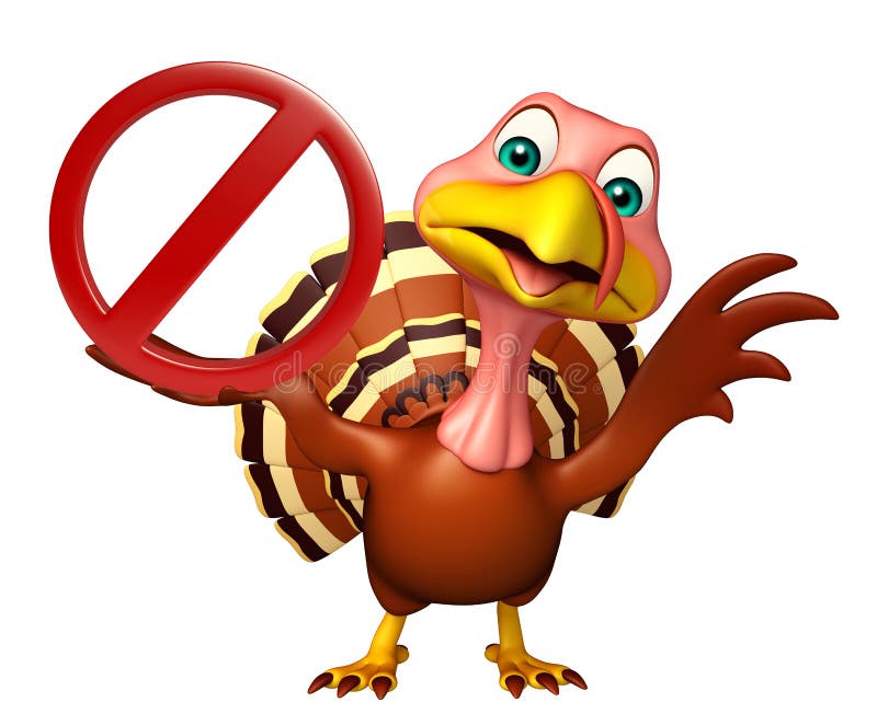 Turkey Cartoon Character with Stop Sign Stock Illustration ...
