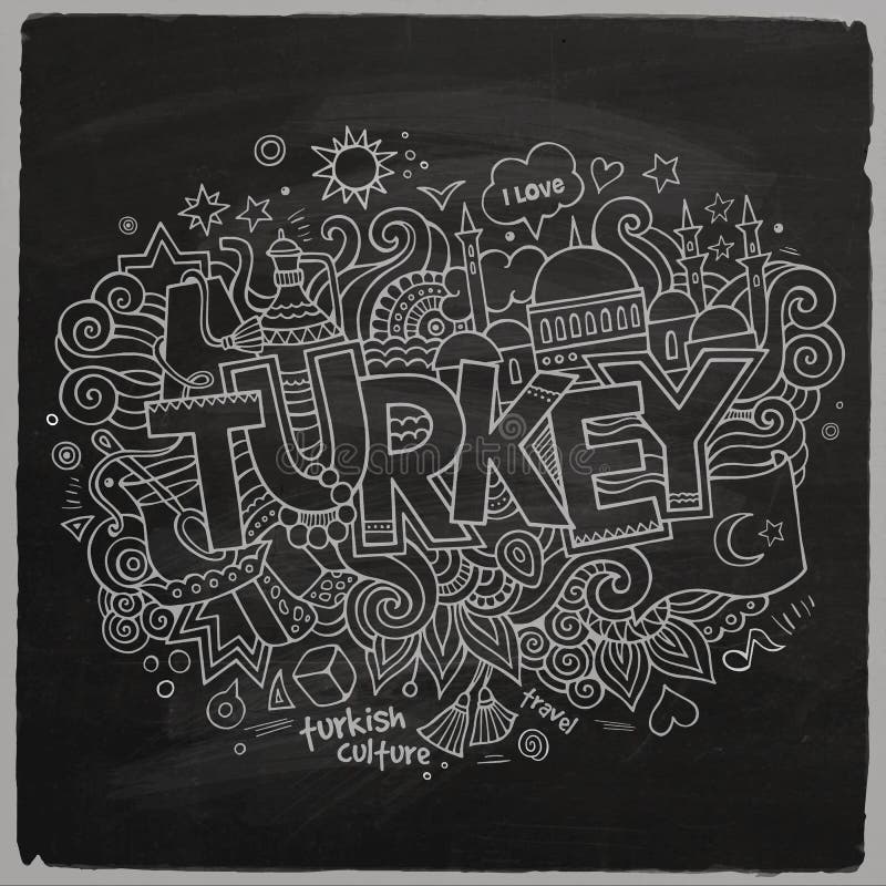 Turkey Chalkboard Background Stock Vector - Illustration of flower ...