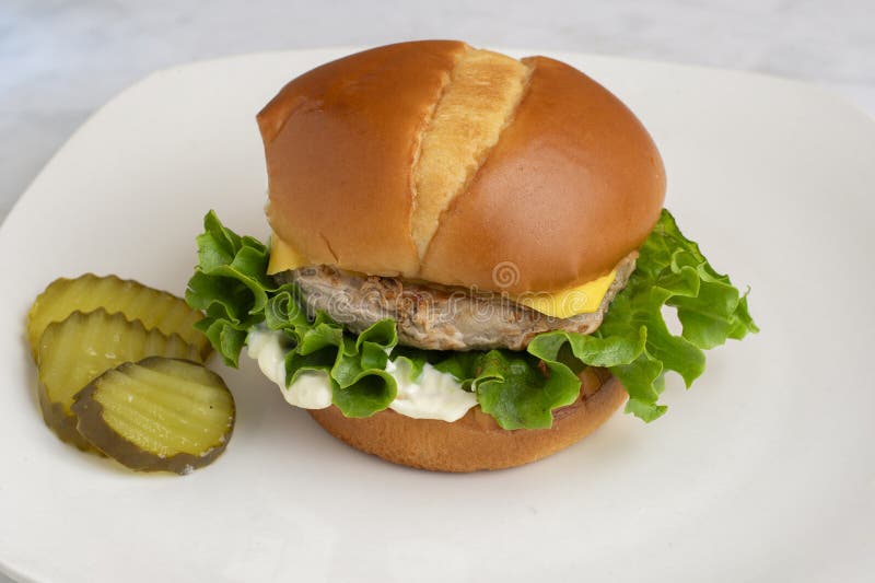 Turkey Cheese Burger Served on Brioche Bun Stock Photo - Image of patty ...