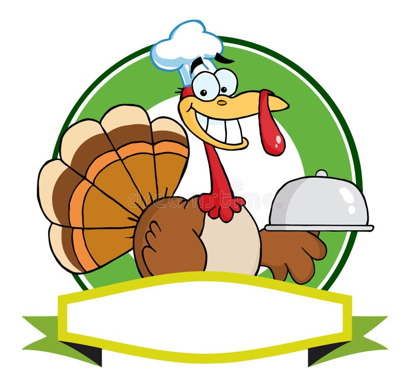 Turkey Chef Serving a Platter Banner Stock Vector - Illustration of ...