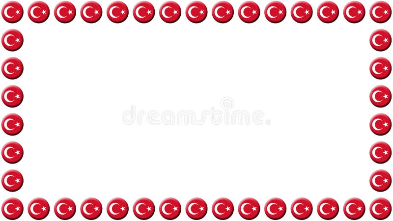 Turkey Circle Flags, Screen Border Frame, White Background, 3D ...