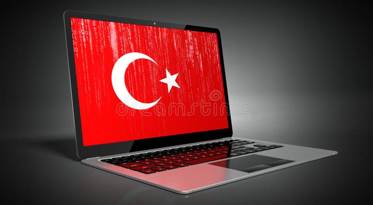 Turkey - Country Flag and Binary Code on Laptop Screen Stock ...