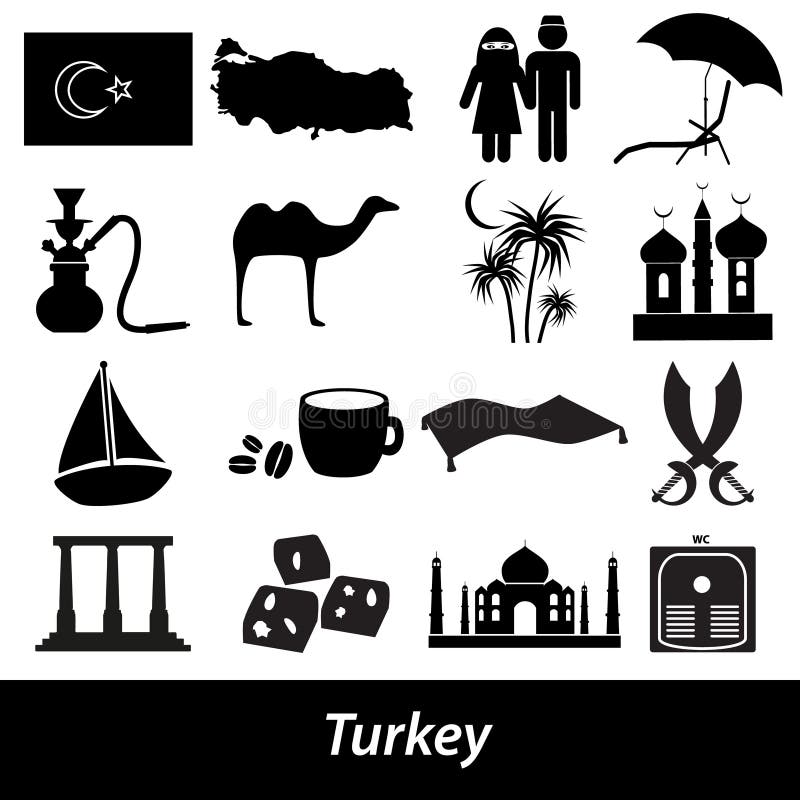 Turkey Country Theme Symbols Icons Set Eps10 Stock Vector ...