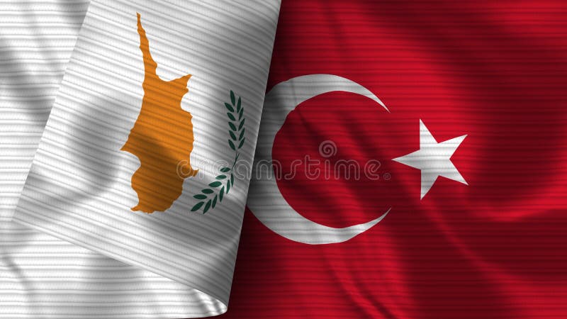 Turkey and Cyprus Realistic Flag â€“ Fabric Texture Illustration Stock ...