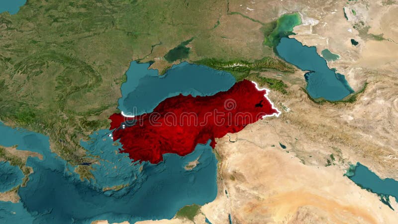 Turkey 3D Map Animation Featuring Elevated Red Terrain Highlights and ...
