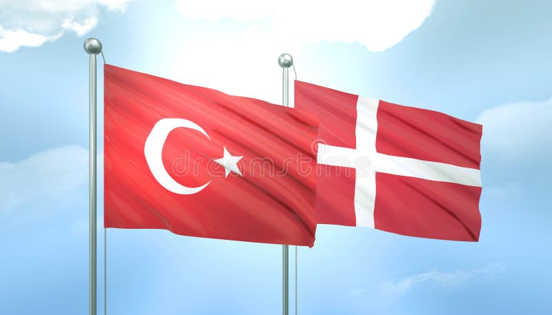 Turkey and Denmark Flag Together a Concept of Relations Stock ...