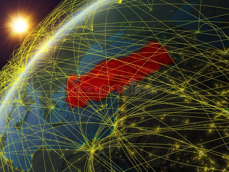 Turkey on Earth with Network Stock Illustration - Illustration of ...