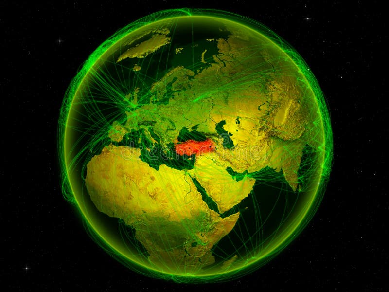 Turkey on Earth with Network Stock Illustration - Illustration of ...