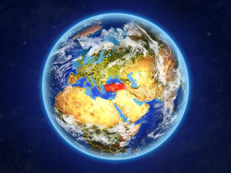 Turkey on Earth from space stock illustration. Illustration of earth ...