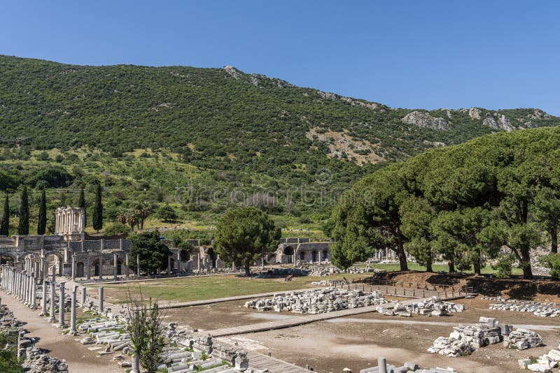 Turkey - Ephesus - Agora and Basilica Stoa Ruins Stock Photo - Image of ...
