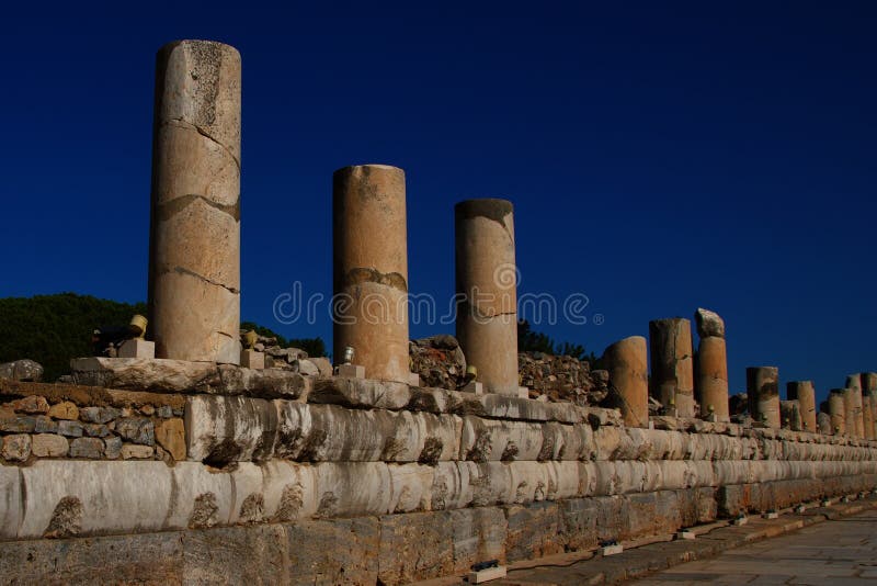 Different Designs of Columns in Ancient Ephesus Ruins in Turkey Stock ...
