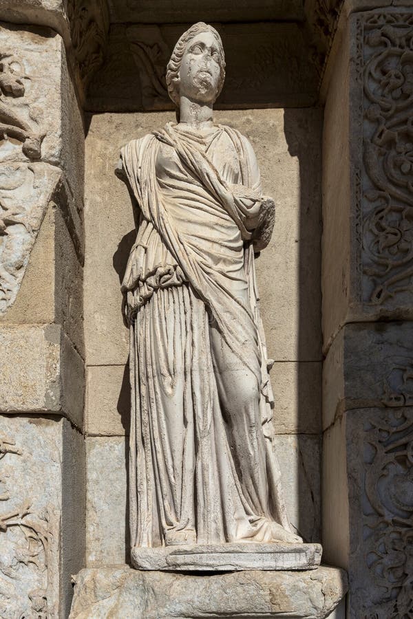 Turkey - Ephesus - Statue of Sophia (Wisdom) in the Celsus Library ...