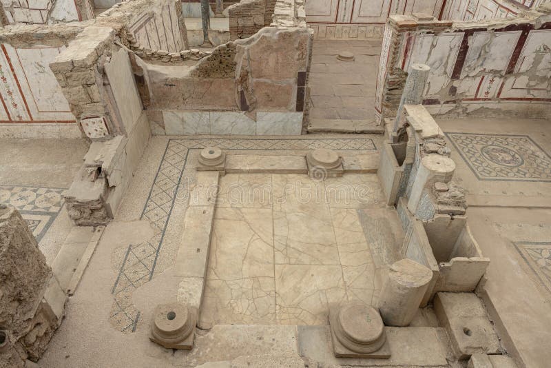Turkey - Ephesus - Terrace Houses Marble Atrium with Columns Editorial ...