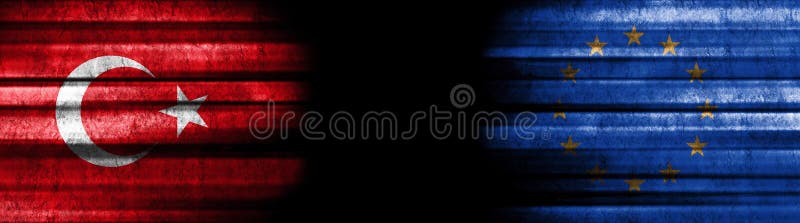 Turkey and European Union Flags on Black Stock Illustration ...