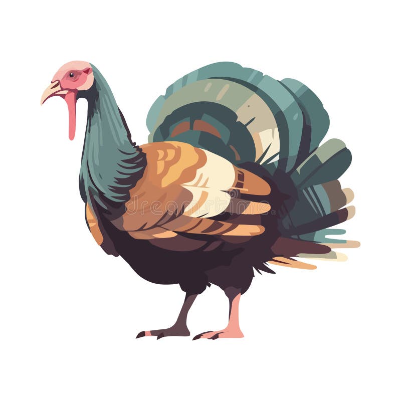 A Turkey with a Feathered Tail Walking on a Farm Stock Vector ...
