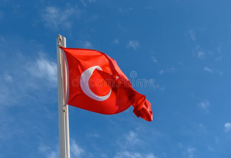 Turkey Flag Against the Spring Sky 11 Stock Photo - Image of turkey ...