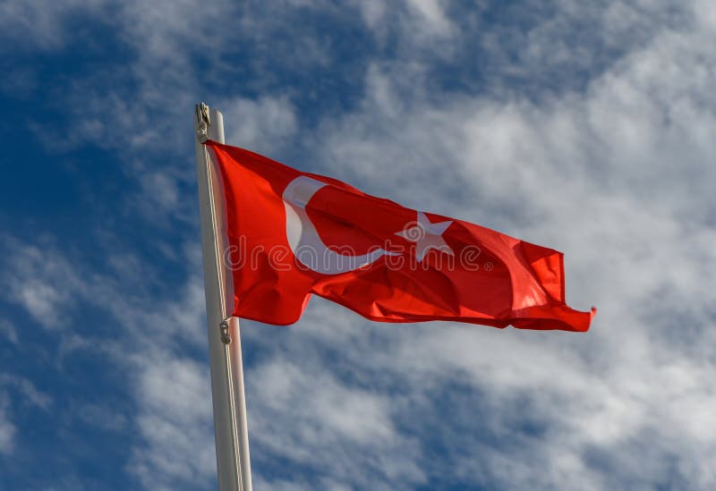 Turkey Flag Against the Spring Sky 7 Stock Image - Image of government ...