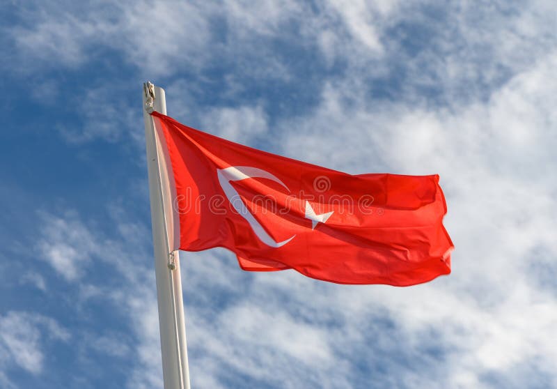Turkey Flag Against the Spring Sky 5 Stock Photo - Image of flag ...