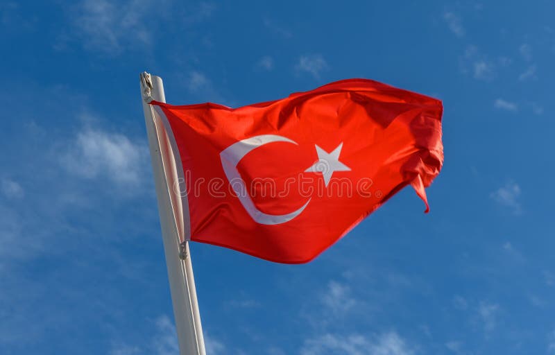 Turkey Flag Against the Spring Sky 13 Stock Photo - Image of crescent ...