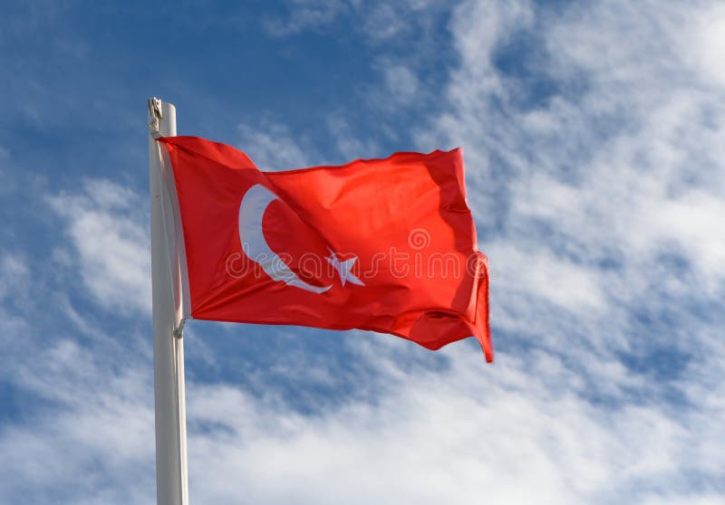 Turkey Flag Against the Spring Sky 2 Stock Image - Image of turk ...