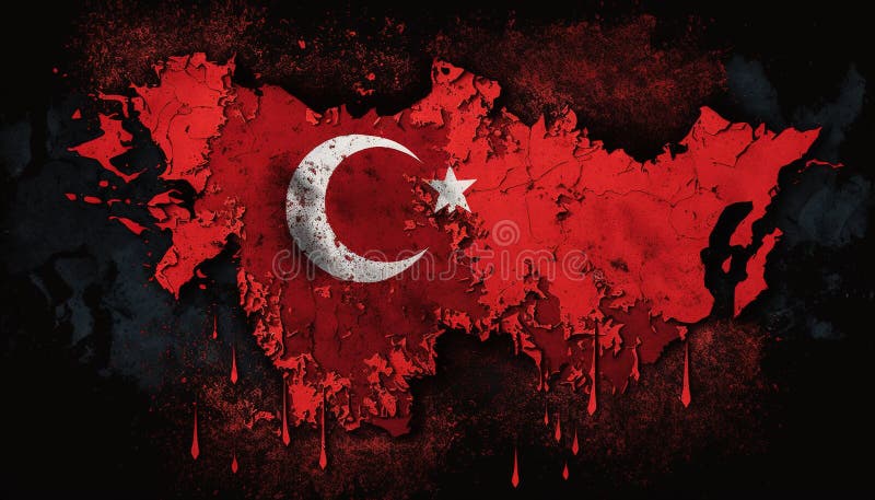 Turkey Flag Background with Earthquake Texture, Pray for Turkey Stock ...