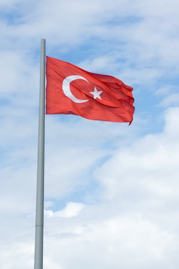 Turkey Flag - State of Europe, Flag Waving on a Blue Sky in Beautiful ...