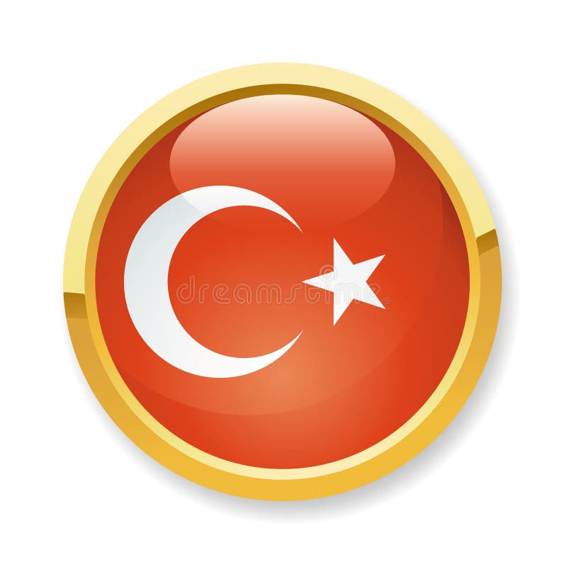 Turkey flag button stock vector. Illustration of flag - 7887528