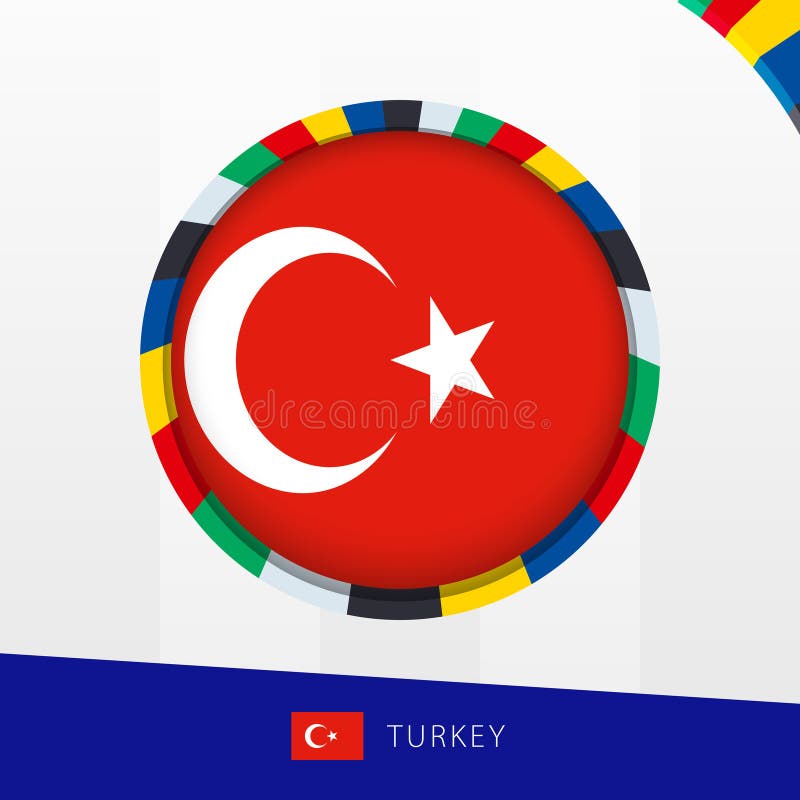 Turkey Flag with Colorful Circle Border Stock Vector - Illustration of ...