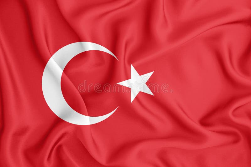 Turkey Flag in 3D, Broad Format, Flowing with the Breeze. Three ...
