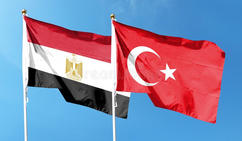 Turkey Flag and Egypt Flag on Cloudy Sky Stock Image - Image of fattah ...