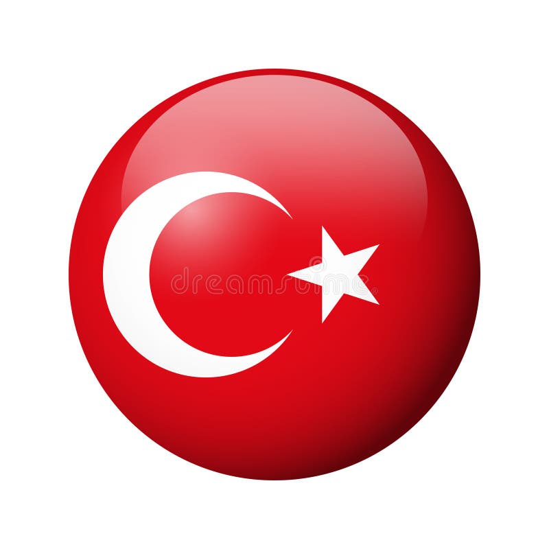 Glossy Circle Badge Flag of Turkey Stock Vector - Illustration of ...