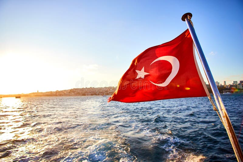 Turkey Flag and Istanbul View - Travel Background Stock Image - Image ...