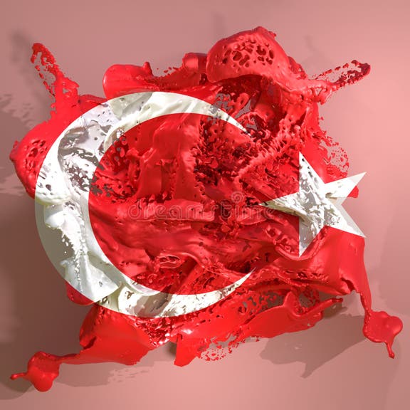 Turkey flag liquid stock illustration. Illustration of country - 166473802