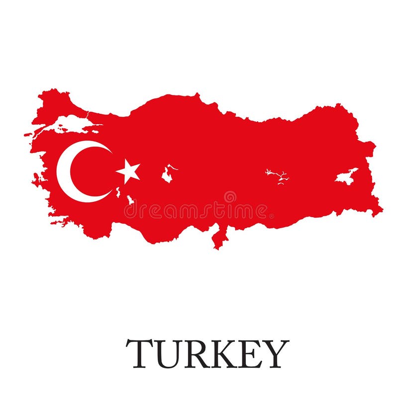 Turkey flag map stock vector. Illustration of border - 136992373