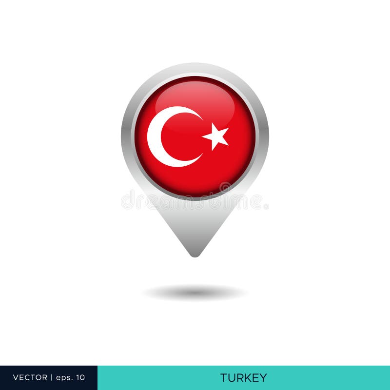 Turkey Flag Map Pin Vector Design Template. Stock Vector - Illustration ...