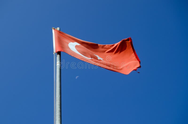Turkey Flag and Moon stock image. Image of horizontal - 44503911