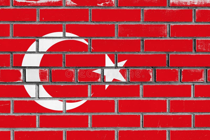Turkey flag on bricks wall stock image. Image of grunge - 107933601