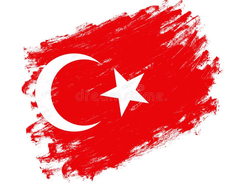 Turkey Flag Painted on a Grunge Brush Stroke White Background Stock ...