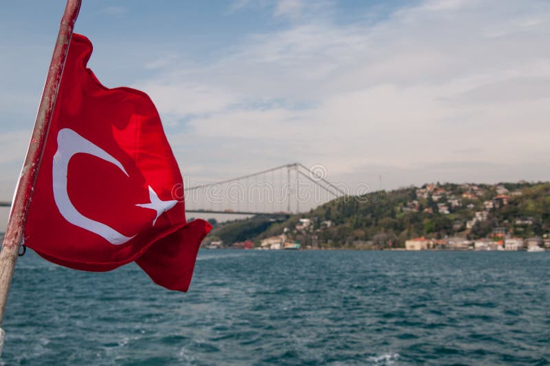 Turkey Flag - State of Europe, Flag Waving on a Blue Sky in Beautiful ...