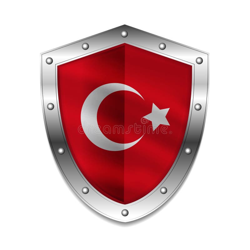 Turkey Flag on Shield Vector Illustration Stock Vector - Illustration ...