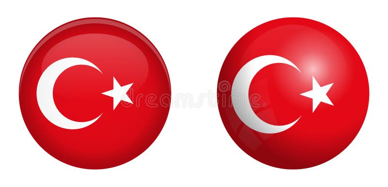 Turkey Flag Under 3d Dome Button and on Glossy Sphere / Ball Stock ...