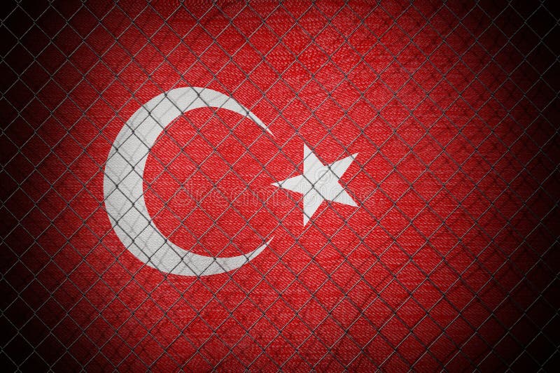 Turkey Flag and Wire Mesh Fence Stock Illustration - Illustration of ...