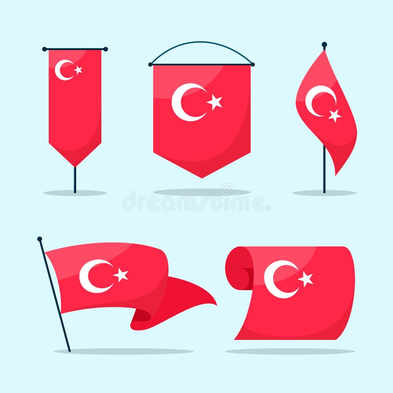 Turkey flags collection stock vector. Illustration of pink - 268943792
