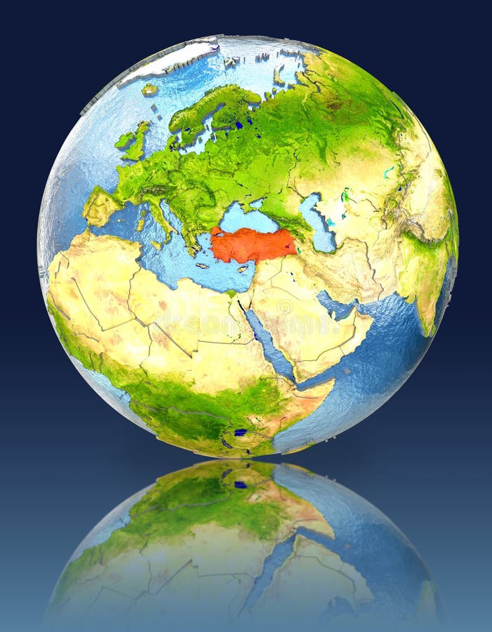 Turkey on globe stock illustration. Illustration of political - 78677729