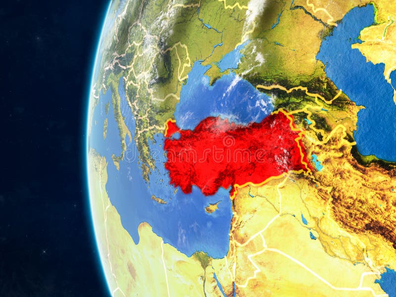 Turkey on globe from space stock illustration. Illustration of turkey ...